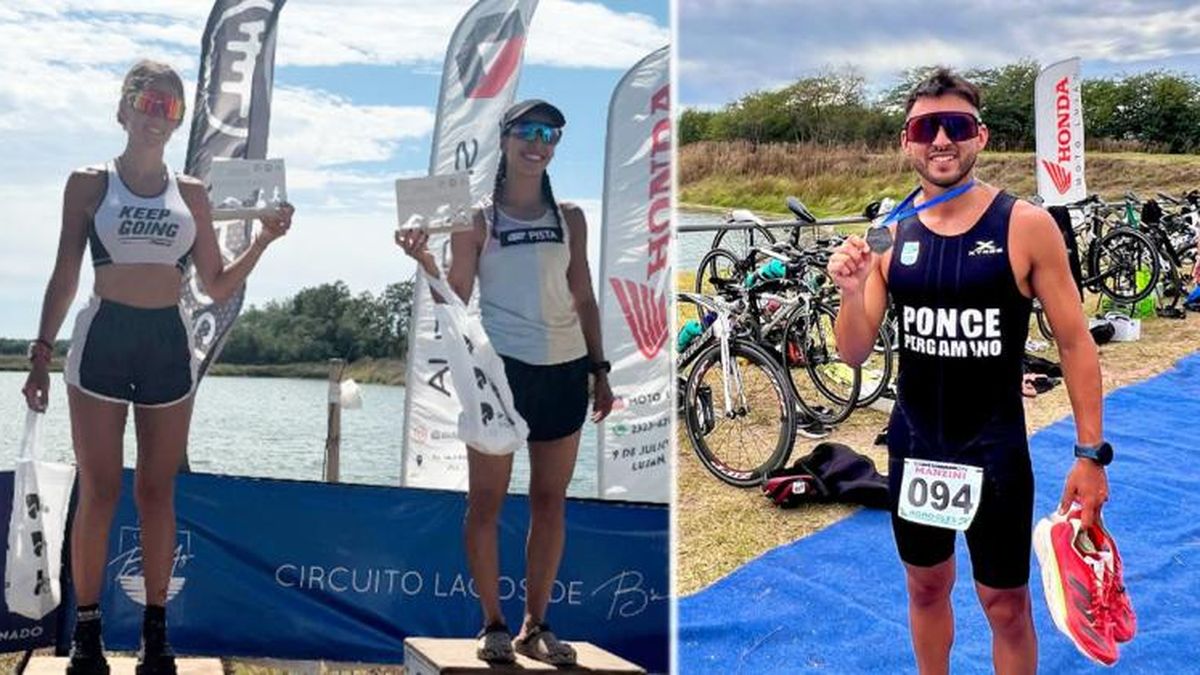 Brenda Bernard y Lautaro Ponce, protagonistas destacados del triatlón de Capitán Sarmiento