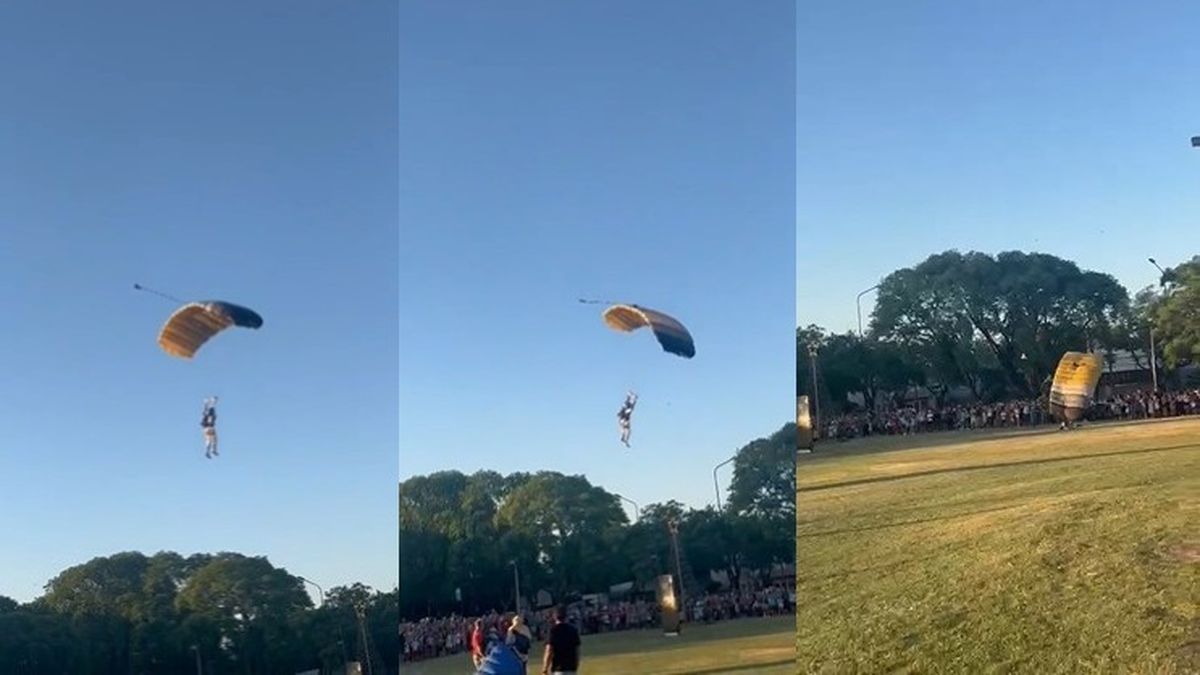 Accidentada caída de un paracaidista durante el arribo de los Reyes ...